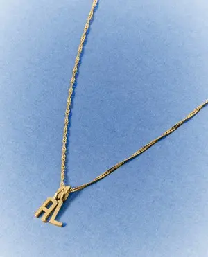 EDGE OF EMBER Solid Gold Initial Necklace - F