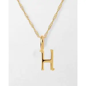 EDGE OF EMBER Solid Gold Initial Necklace - H