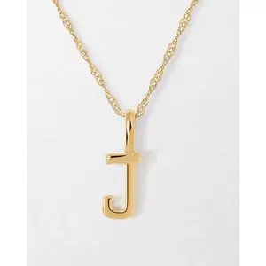 EDGE OF EMBER Solid Gold Initial Pendant Necklace - J