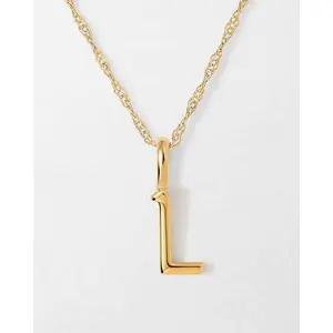EDGE OF EMBER Solid Gold Initial Pendant Necklace - L