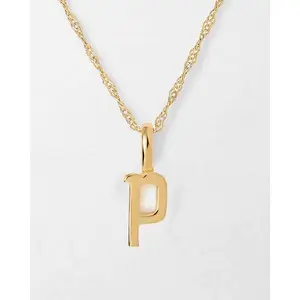 EDGE OF EMBER Solid Gold Initial Necklace - P
