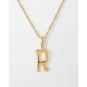 EDGE OF EMBER Solid Gold Initial Pendant Necklace - R