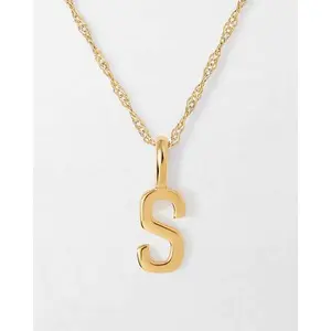 EDGE OF EMBER Solid Gold Initial Pendant Necklace - S