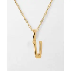 EDGE OF EMBER Solid Gold Initial Necklace - V