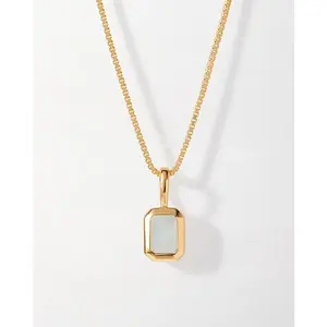 EDGE OF EMBER Deco Birthstone Necklace - Aquamarine (march)