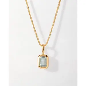 EDGE OF EMBER Deco Birthstone Necklace - Blue Topaz (december)