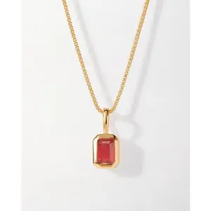 EDGE OF EMBER Deco Birthstone Necklace Ruby (july)