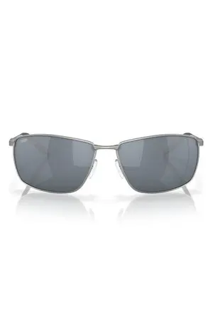 COSTA DEL MAR Turret 63mm Oversize Polarized Irregular Sunglasses - Silver/gray Silver 580p