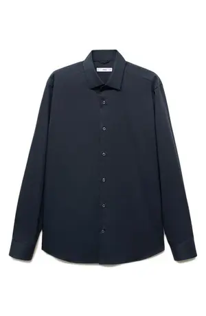 Mango Stretch Button-up Shirt - Navy