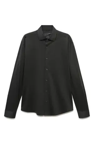 Mango Comfort Stretch Button-up Shirt - Dark Green