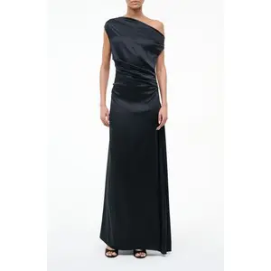 Staud Phare One-shoulder Stretch Silk Gown