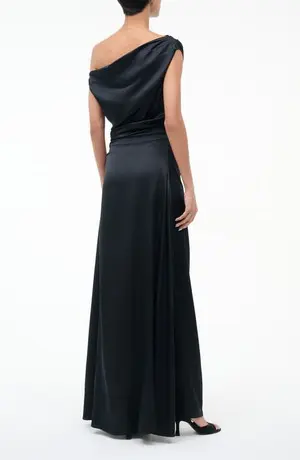 Staud Phare One-shoulder Stretch Silk Gown