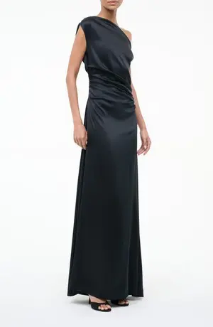 Staud Phare One-shoulder Stretch Silk Gown