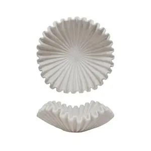 STORIED HOME Chic Ruffle Stone-finish Bowl