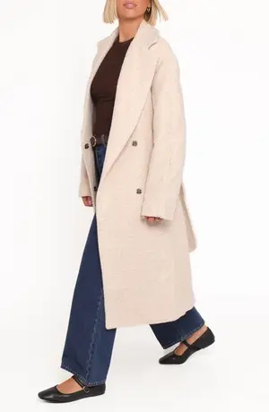 PETAL & PUP Belted Faux Shearling Longline Coat