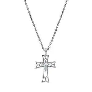 LUVMYJEWELRY 10k Gold Diamond Cross Pendant - 10k White Gold
