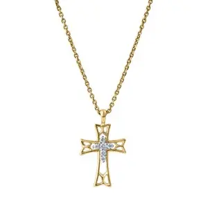 LUVMYJEWELRY 10k Gold Diamond Cross Pendant - 10k Yellow Gold