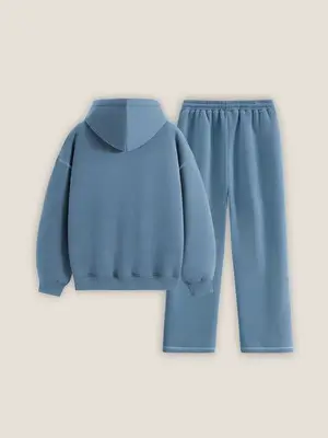 AELFRIC EDEN Fleece Pullover Hoodie Set - Blue Grey
