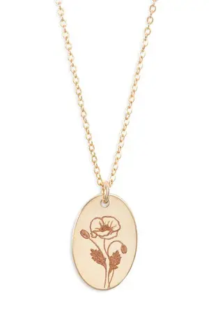 SET & STONES Louise Birth Flower Pendant Necklace Gold/august