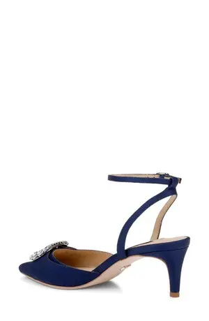 Badgley Mischka Odesza Kitten Heel Pumps - Navy Crepe
