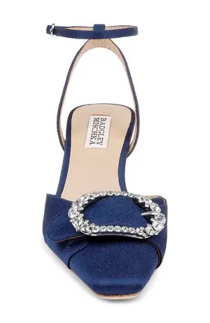 Badgley Mischka Odesza Kitten Heel Pumps - Navy Crepe
