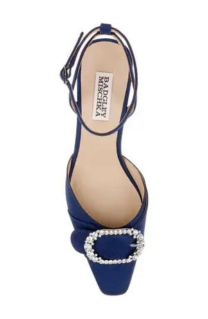 Badgley Mischka Odesza Kitten Heel Pumps - Navy Crepe