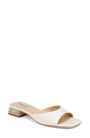 Badgley Mischka Oahu Embellished Slide Sandal - Cream Silk