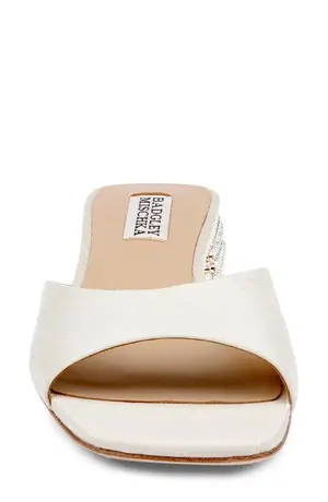 Badgley Mischka Oahu Embellished Slide Sandal - Cream Silk