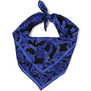 MONZLAPUR Silk Serpent Noir Scarf Electric Blue