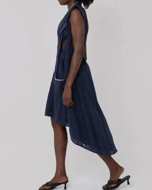 HAVELI Seya Schiffli Dress - Navy