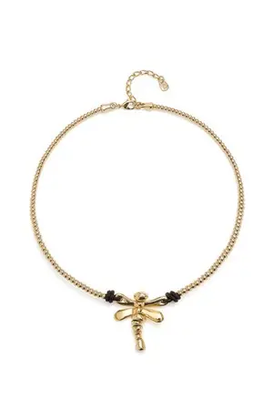 UNODE50 Dragonfly Short Pendant Necklace - Gold