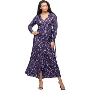 24SEVEN COMFORT APPAREL Printed Collared Wrap Maxi Dress