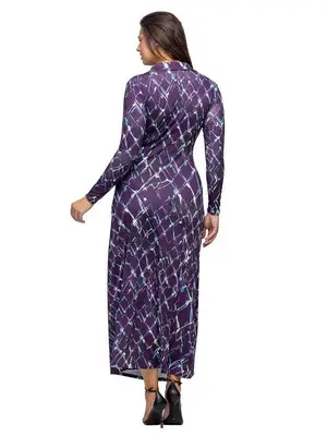 24SEVEN COMFORT APPAREL Printed Collared Wrap Maxi Dress