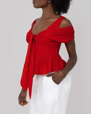 HAVELI Usha Poplin Peplum Top - White