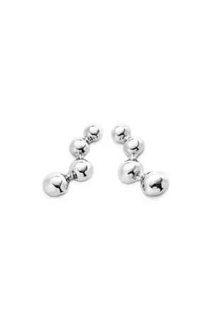 UNODE50 Plated Drop Earrings With Bubble Beads - Silver