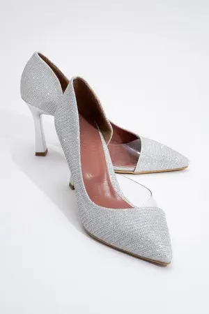 PROLOGUE SHOES Ursula Pointed Toe Pump - Silver Glitter