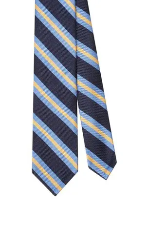 Robert Talbott Newman 7-fold Signature Repp Silk Necktie - Navy Multi