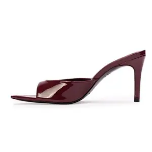 BLACK SUEDE STUDIO Brea 80 Patent Mule - Ruby Patent Leather