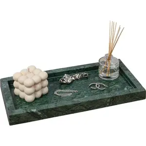 HAPPIMESS Luxe Stone Classic Minimalist Rectangular Marble Bathroom Countertop Tray - Green Marble