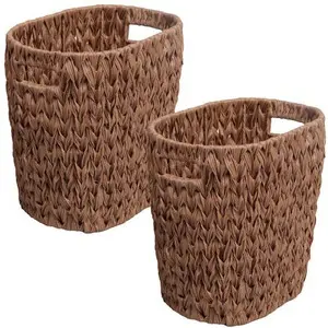 HAPPIMESS Resin 4.5-gallon Tapered Oval Wicker Watebasket With Handles - Brown