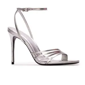 BLACK SUEDE STUDIO Ella 100 Metallic Sandal - Silver Metallic