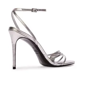 BLACK SUEDE STUDIO Ella 100 Metallic Sandal - Silver Metallic