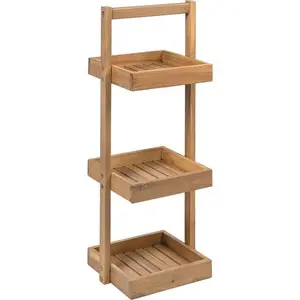 HAPPIMESS Tilly 30" Classic Rustic 3-tier Acacia Wood Freestanding Bathroom Shower Caddy - Light Teak