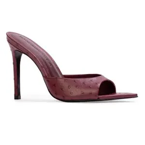 BLACK SUEDE STUDIO Brea Ostrich Mule - Ruby Ostrich Leather