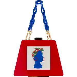 LARALLAN Acrylic Cocktail Clutch With Detachable Chain Strap - Red