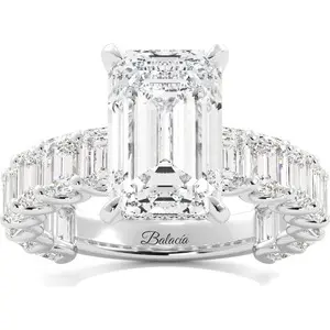 BALACIA Engagement Ring With Emerald Cut Diamonds - 14k White Gold