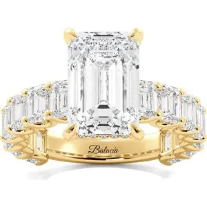 BALACIA Engagement Ring With Emerald Cut Diamonds - 14k Yellow Gold
