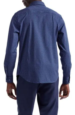 Bugatchi Jules Ooohcotton® Geo Print Button-down Shirt - Navy