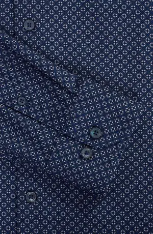 Bugatchi Jules Ooohcotton® Geo Print Button-down Shirt - Navy