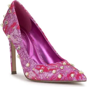Jessica Simpson Welica Embellished Jacquard Pumps - Pink/red